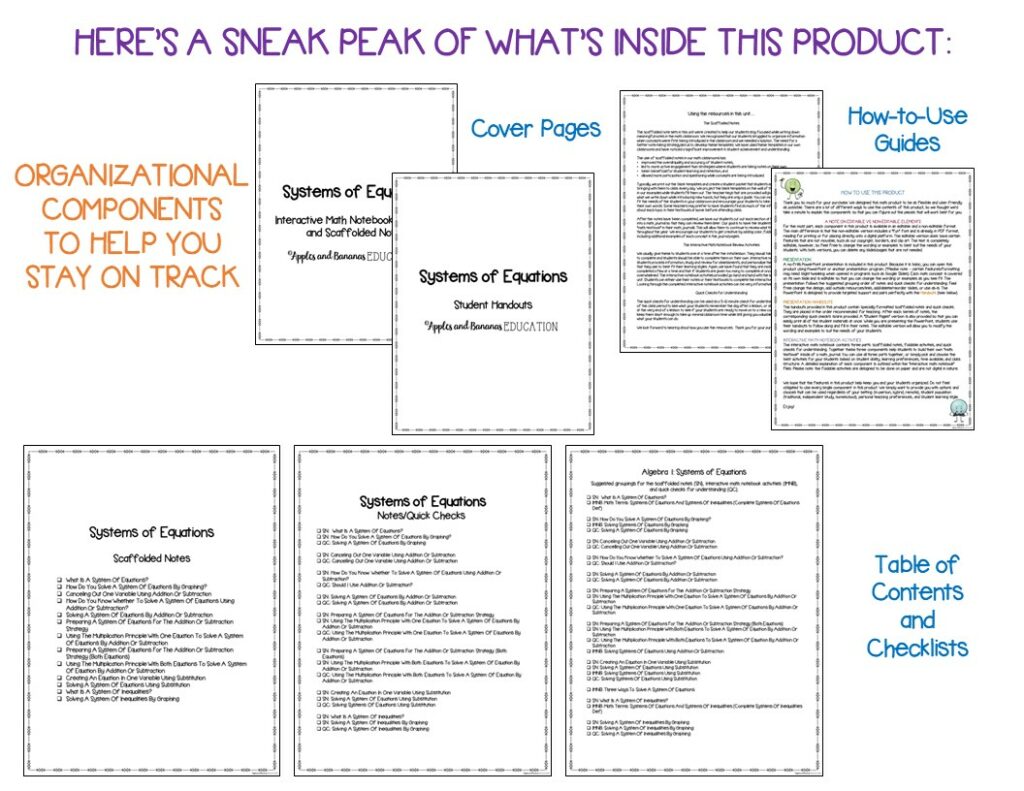 Systems of Equations - Algebra Guided Note-Taking Activities | Made By ...