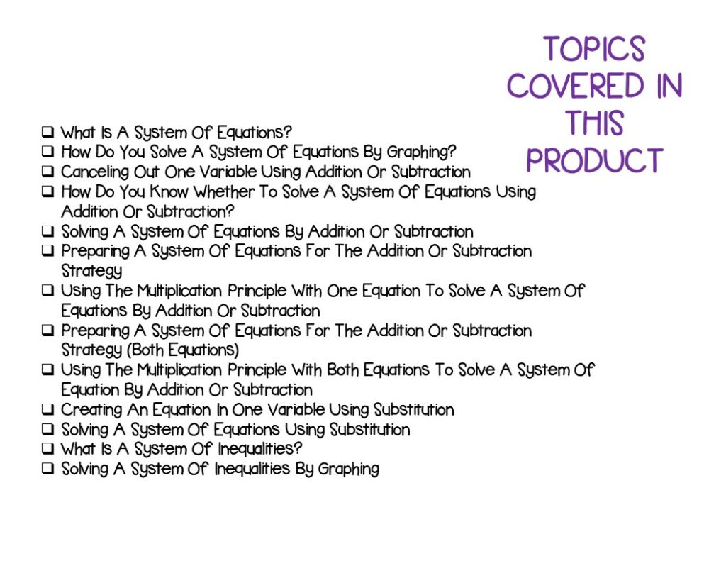 Systems of Equations - Algebra Guided Note-Taking Activities | Made By ...