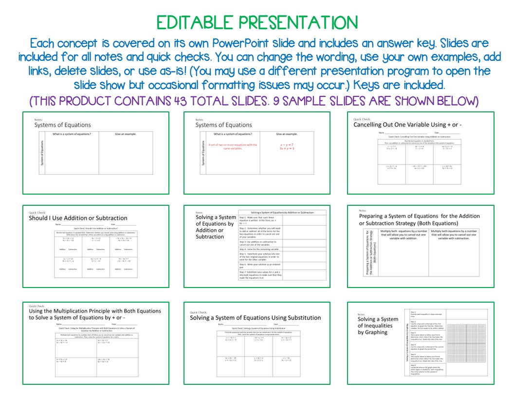 Systems of Equations - Algebra Guided Note-Taking Activities | Made By ...