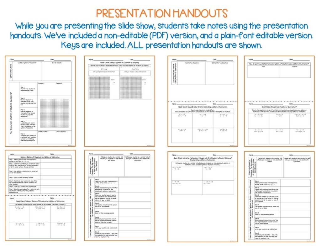 Systems of Equations - Algebra Guided Note-Taking Activities | Made By ...