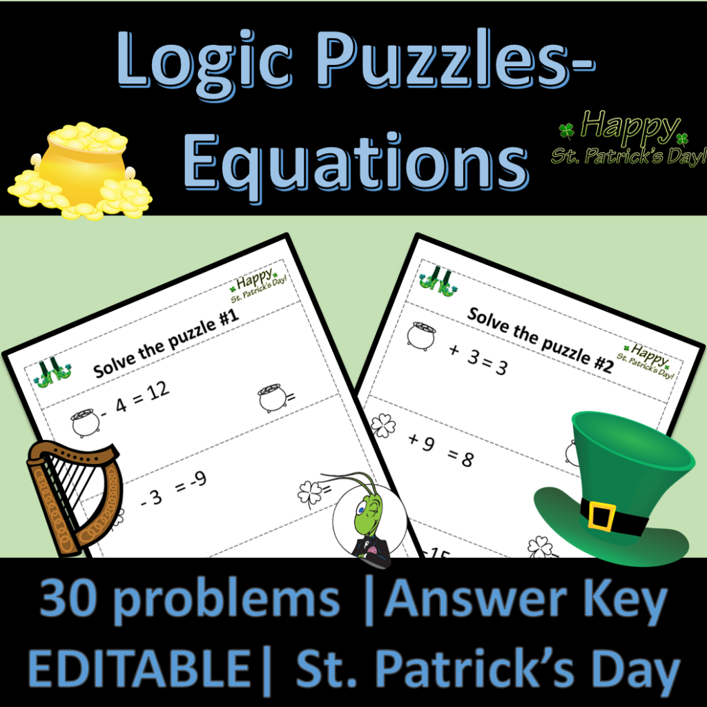 St. Patrick's Day Solving Equations | Number Sense Logic Puzzles ...