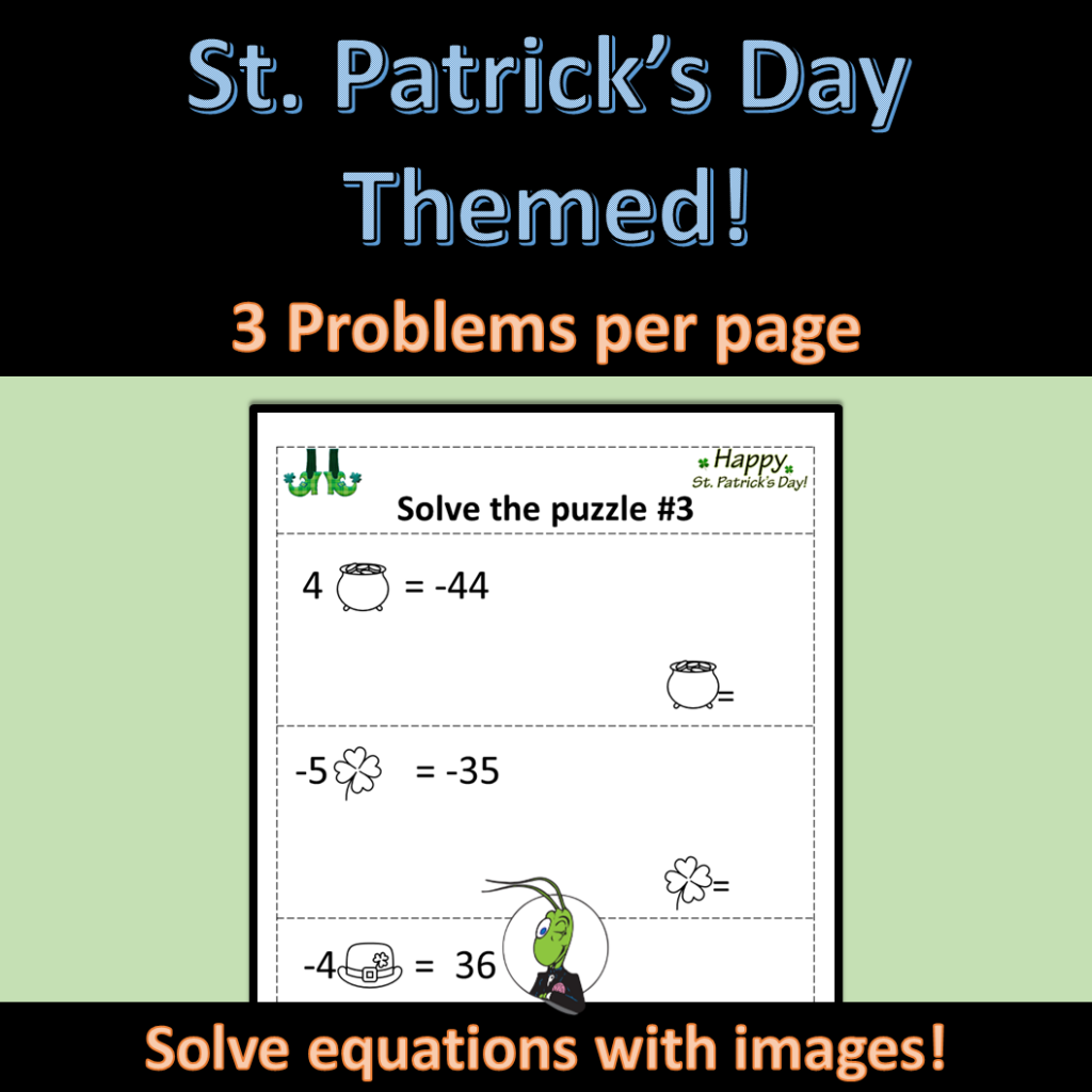 St. Patrick's Day Solving Equations | Number Sense Logic Puzzles ...