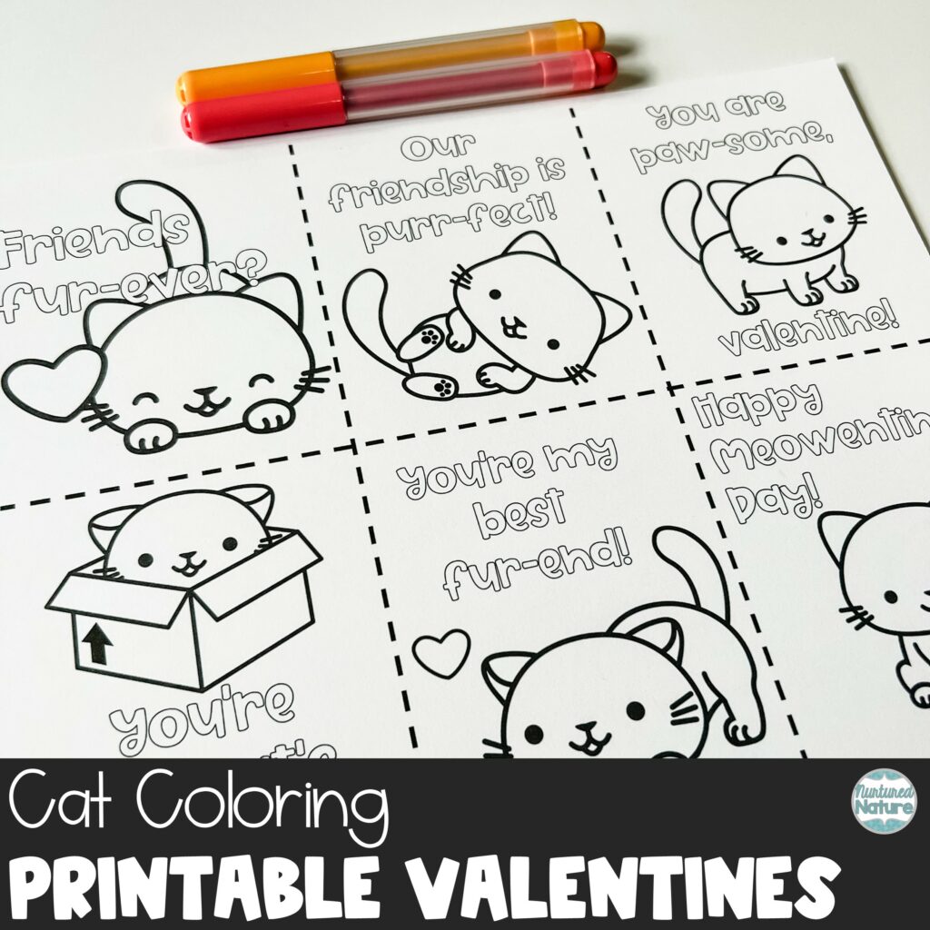 Cat Coloring Valentine’s Day Cards for Students | Made By Teachers