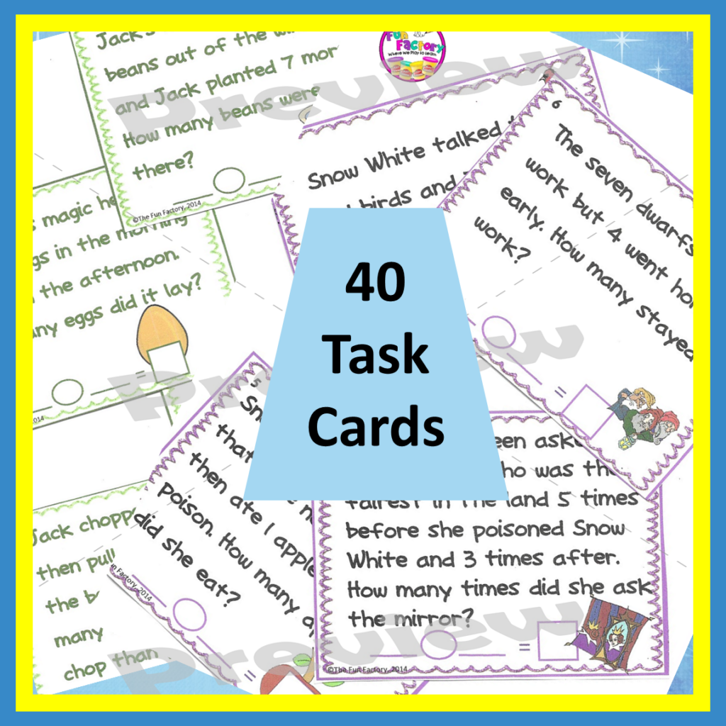 Word Problems Addition & Subtraction - Task Cards Fairy Tales Add and ...