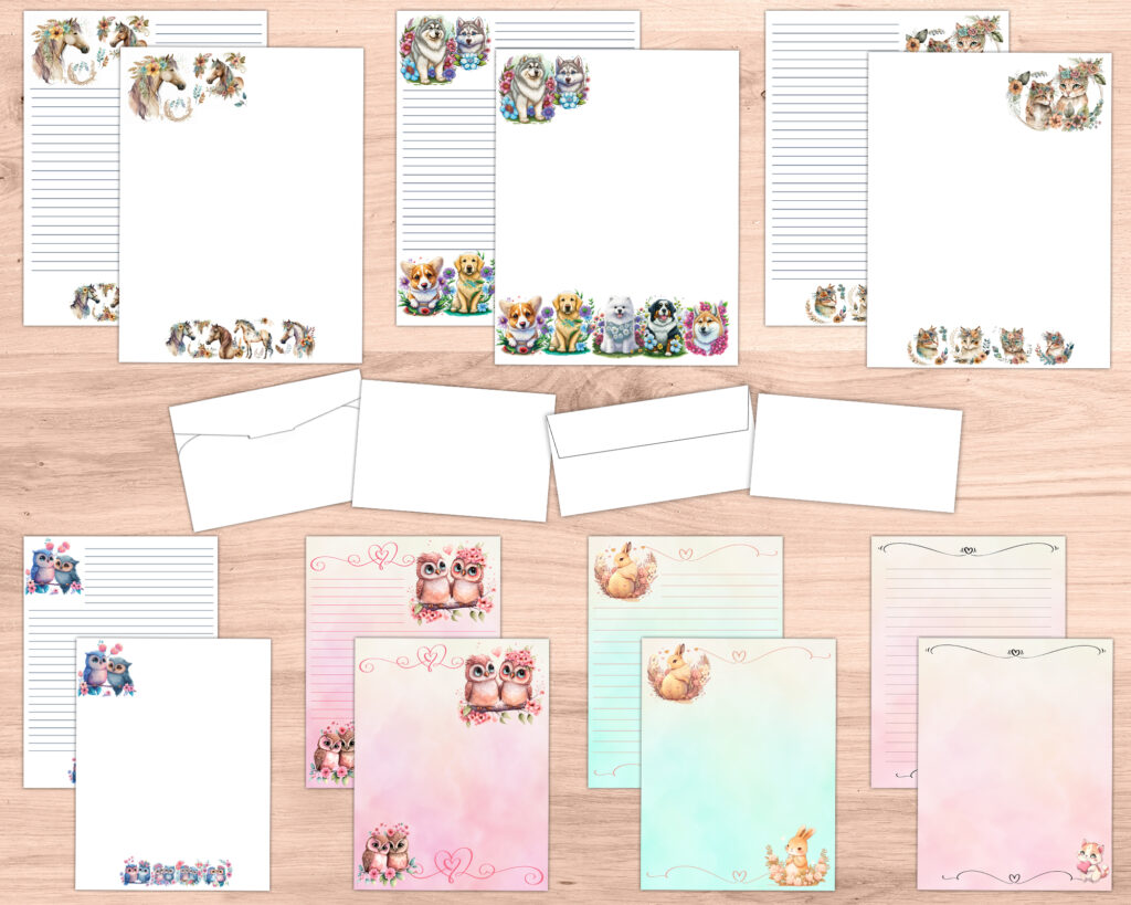 Animals Theme Stationary Set Bundle, Printable Cute Stationary Kits ...