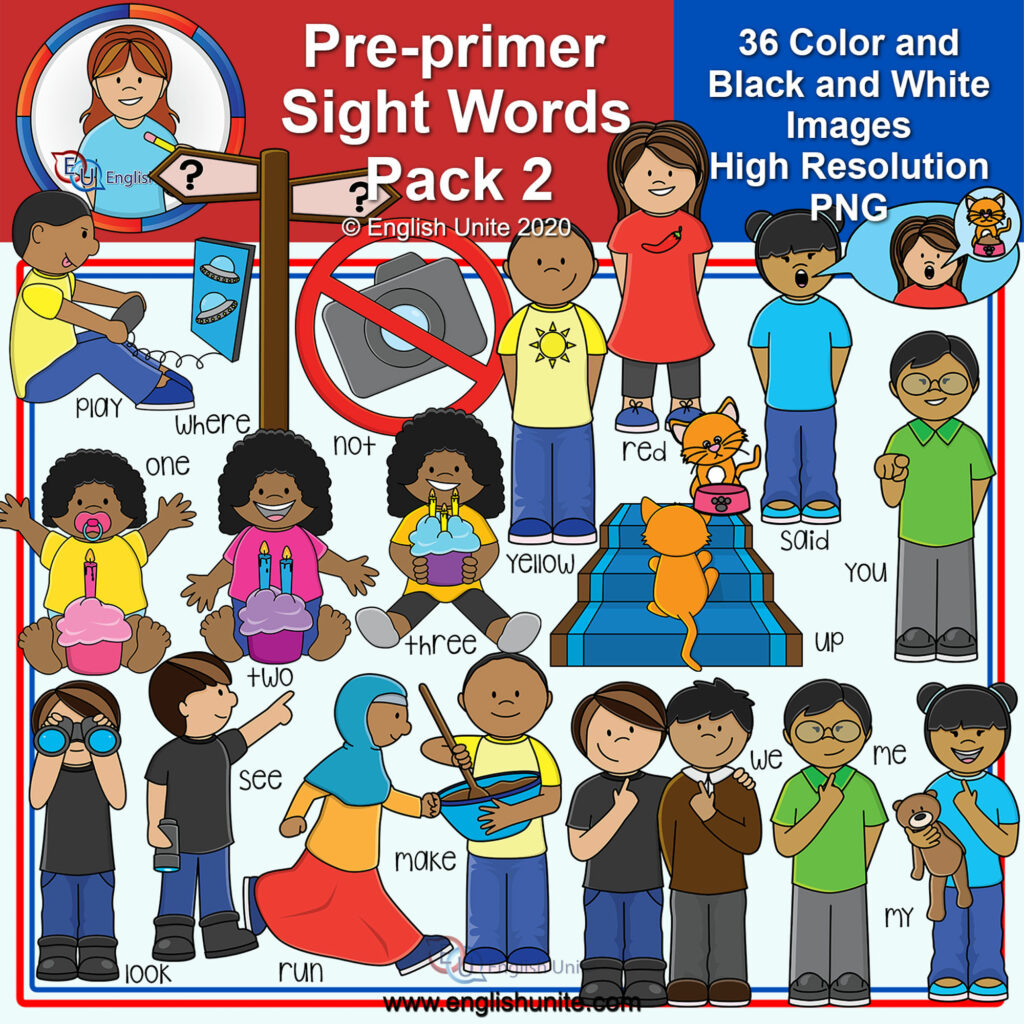 Clip Art - Sight Words - Pre-primer Pack 2 | Made By Teachers