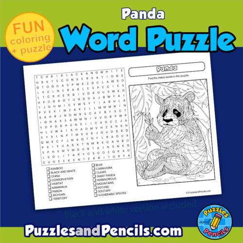 Panda Word Search Puzzle | National Panda Day Wordsearch | Made By Teachers