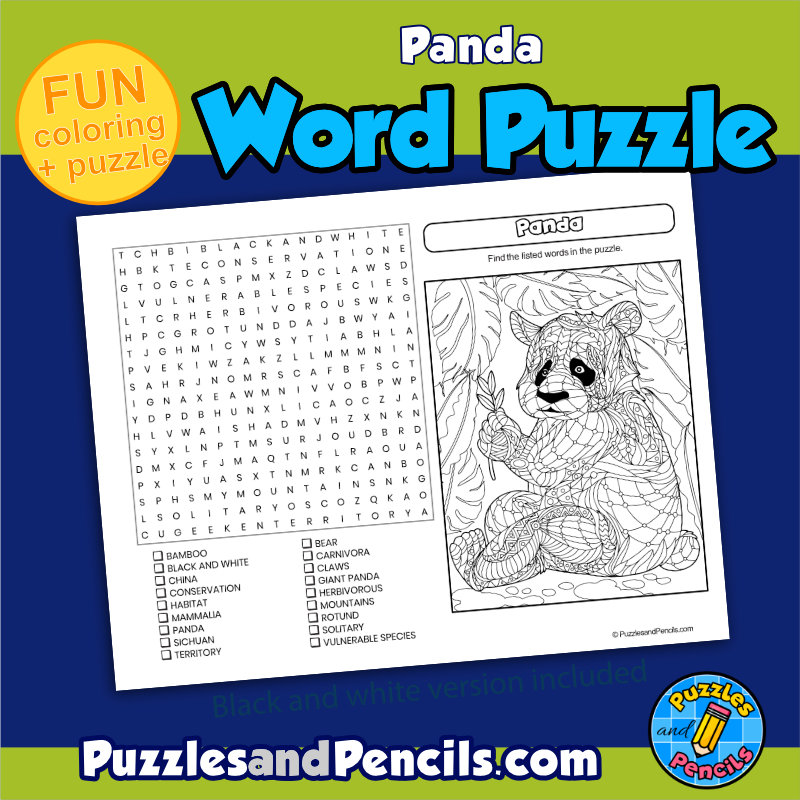 Panda Word Search Puzzle | National Panda Day Wordsearch | Made By Teachers