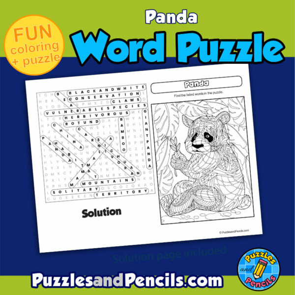 Panda Word Search Puzzle | National Panda Day Wordsearch | Made By Teachers