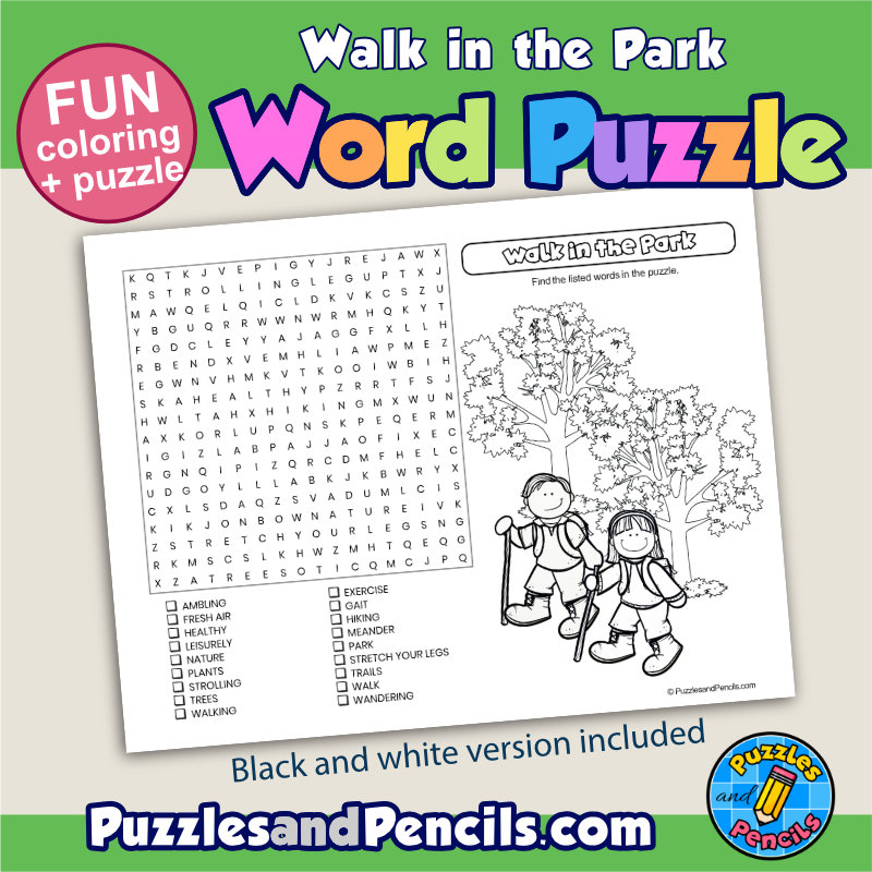 Walk in the Park Word Search Puzzle | Take a Walk in the Park Day ...