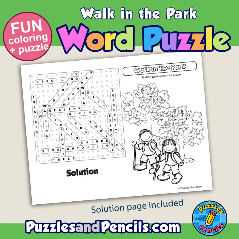 Walk in the Park Word Search Puzzle | Take a Walk in the Park Day ...
