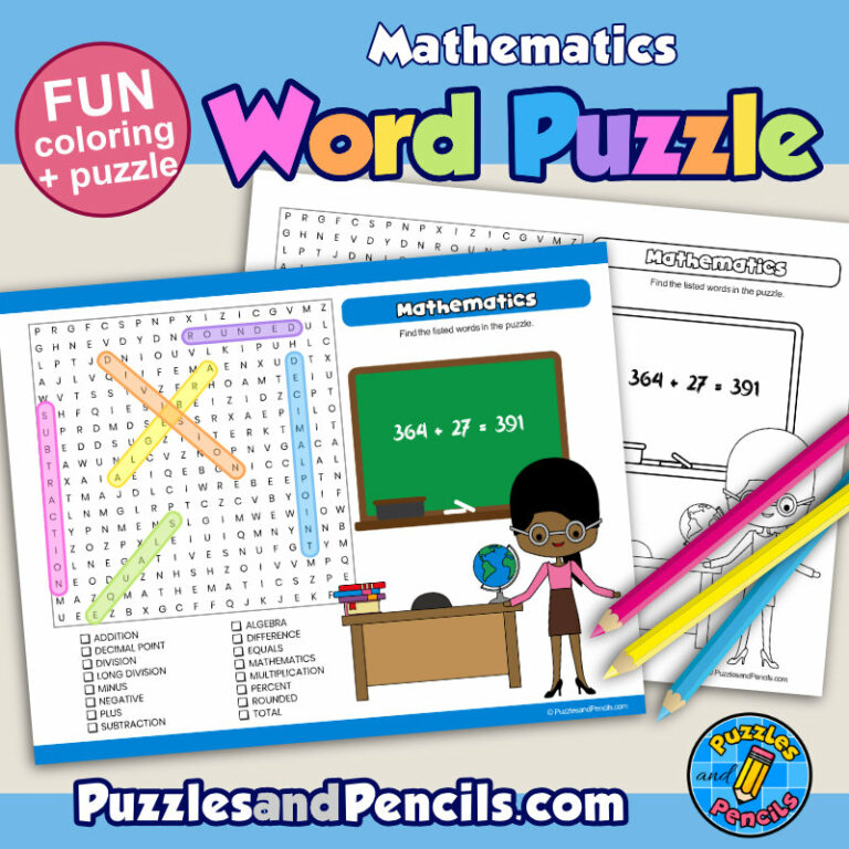 Mathematics Word Search Puzzle | World Maths Day Wordsearch | Made By ...