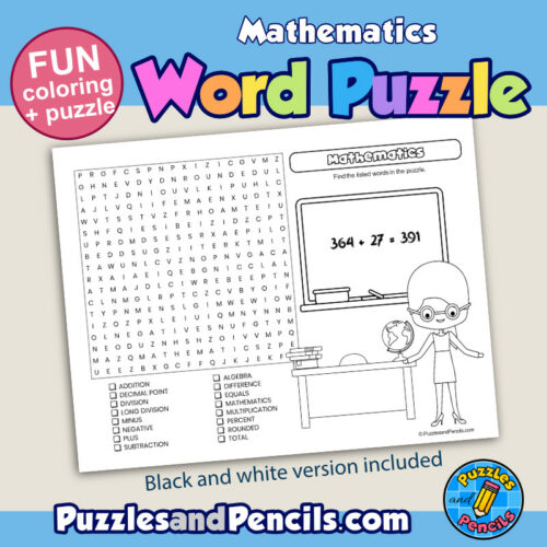 Mathematics Word Search Puzzle | World Maths Day Wordsearch | Made By ...