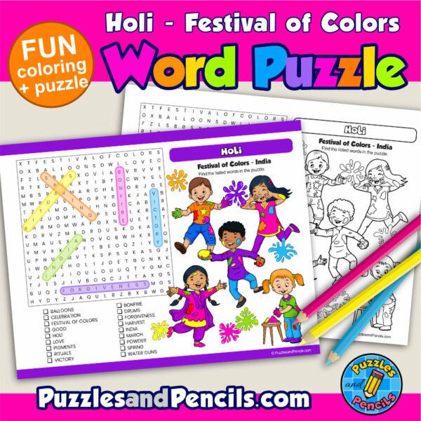 Holi - Festival of Color Word Search Puzzle | Holi Wordsearch | Made By ...