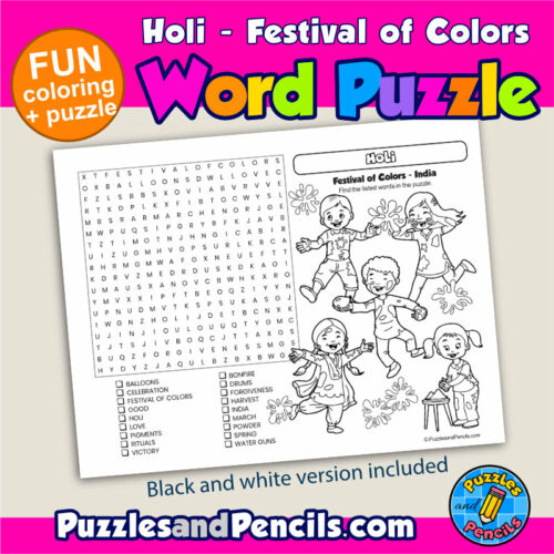 Holi - Festival of Color Word Search Puzzle | Holi Wordsearch | Made By ...