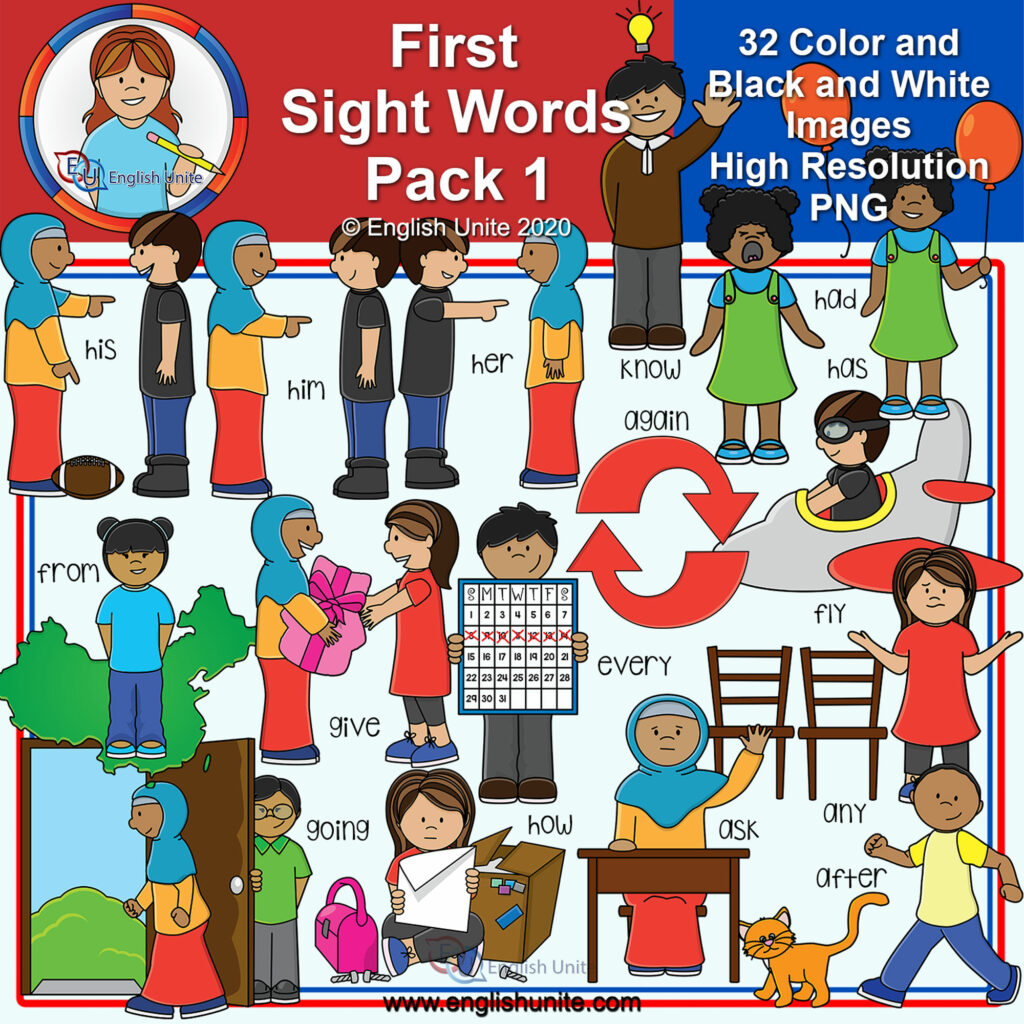 Clip Art - Sight Words - First Grade Pack 1 | Made By Teachers
