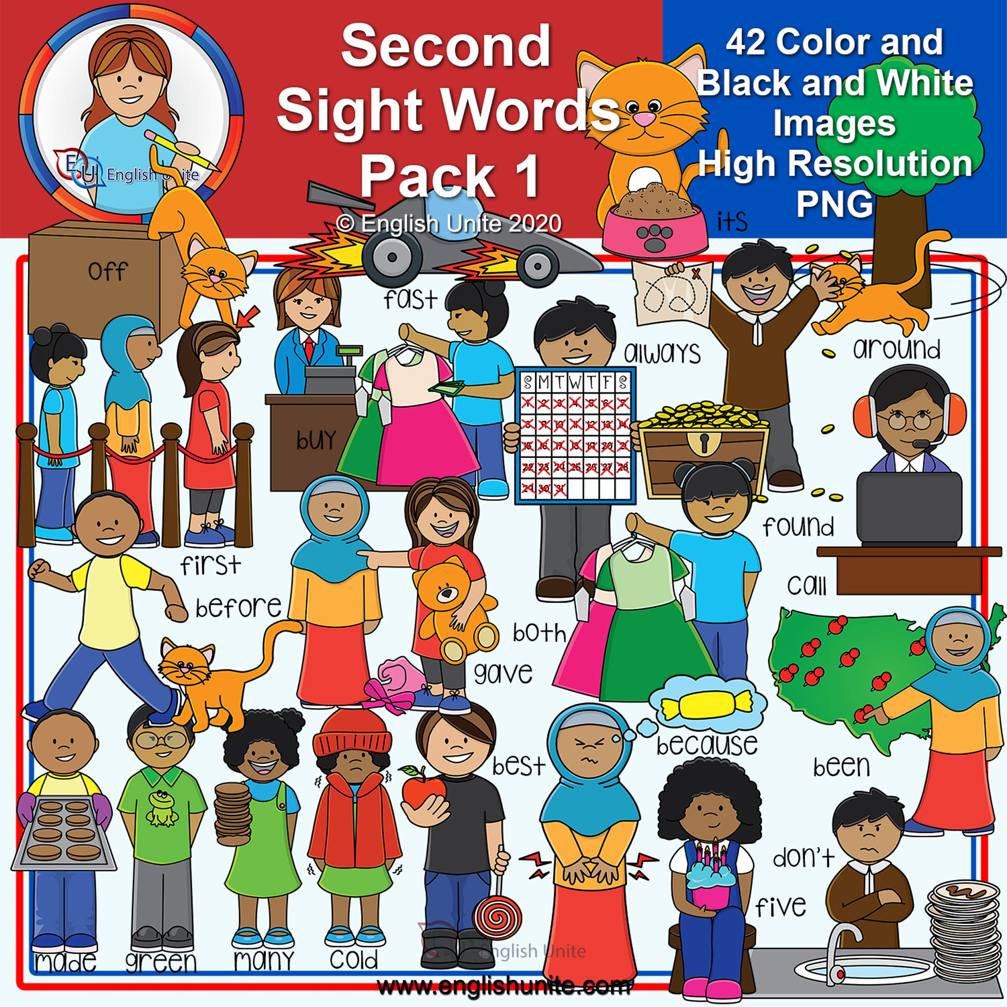 Clip Art - Sight Words - Second Grade Pack 1 | Made By Teachers