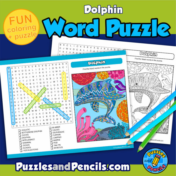 Dolphin Word Search Puzzle | Marine Life Wordsearch | Made By Teachers