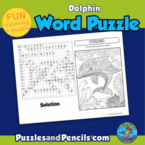 Dolphin Word Search Puzzle | Marine Life Wordsearch | Made By Teachers