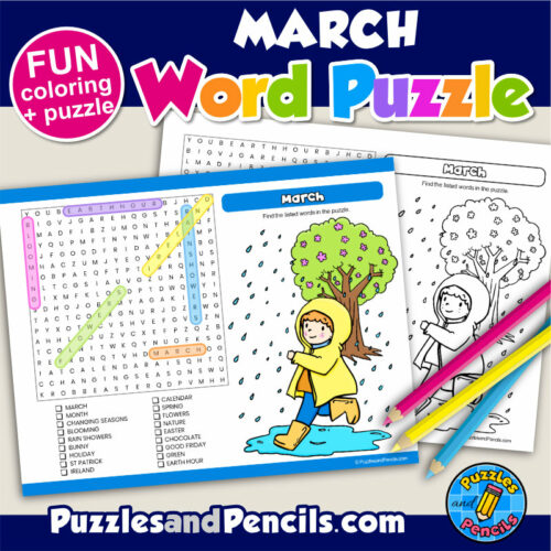 March Word Search Puzzle Activity Page | March Wordsearch | Made By ...
