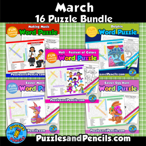 March Word Search Puzzle Activity BUNDLE | 16 Wordsearch Puzzles | Made ...
