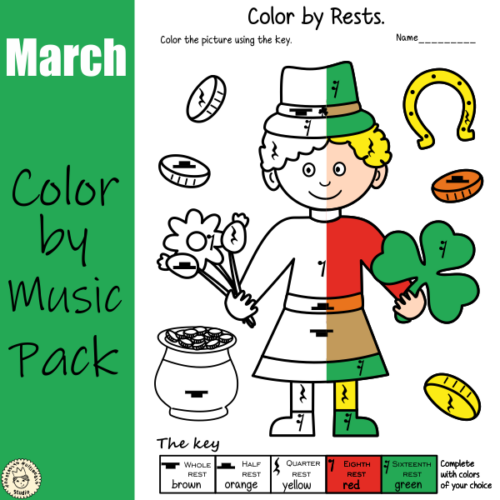 St. Patrick`s Day Color-by-Note Music Sheets | Made By Teachers