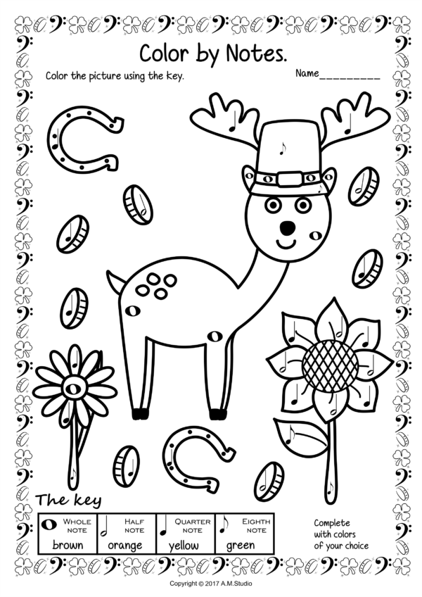St. Patrick`s Day Color-by-Note Music Sheets | Made By Teachers