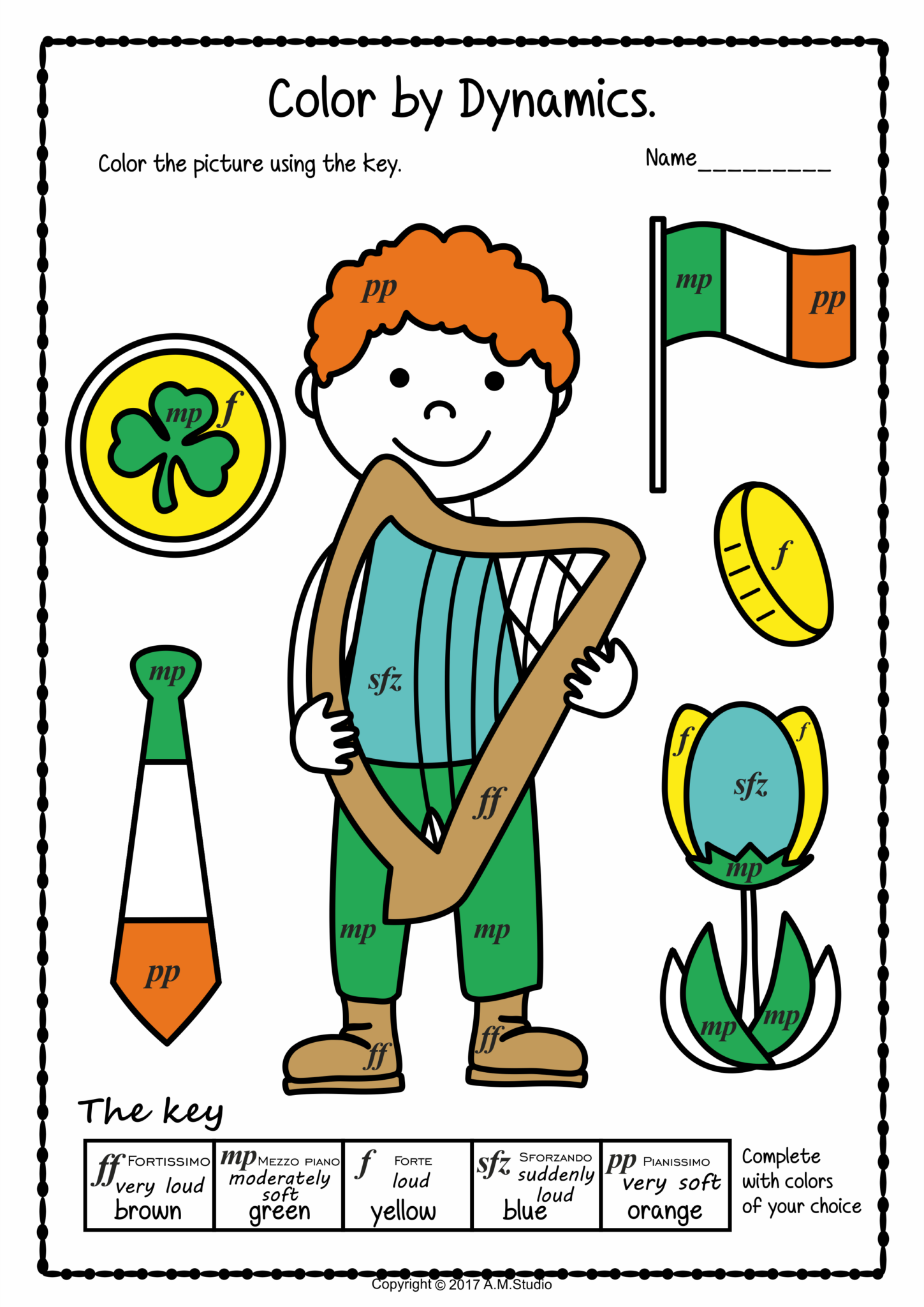 St. Patrick`s Day Color-by-Note Music Sheets | Made By Teachers