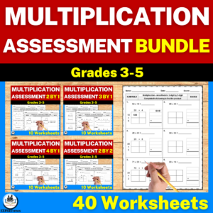 Multi-Digit Multiplication Worksheets Bundle | 2 3 4 by 1 digit, 2 by 2 ...