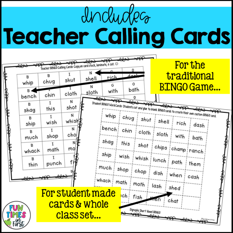 Digraphs Bingo Game with Short Vowels | No Prep Phonics Games | Made By ...