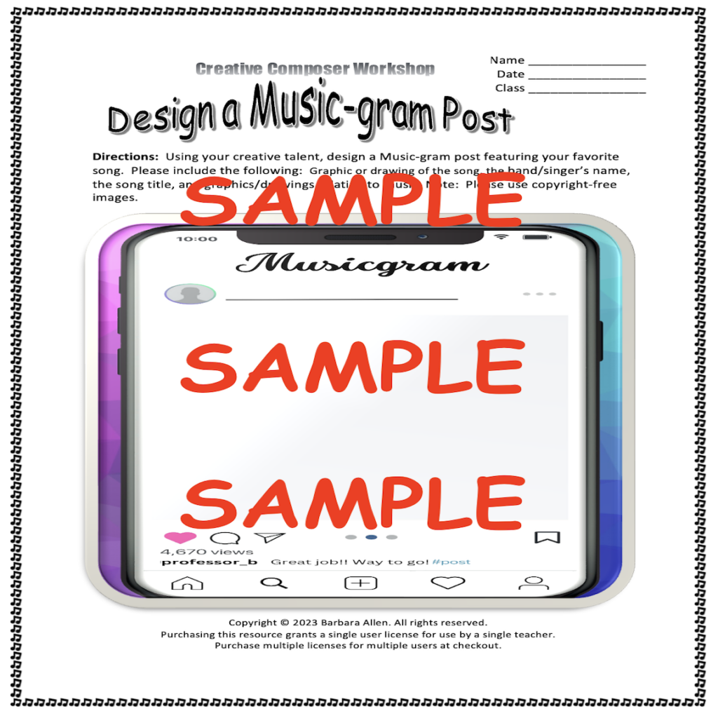 Design an Instagram Song Post Lesson Project - Printable | Made By Teachers