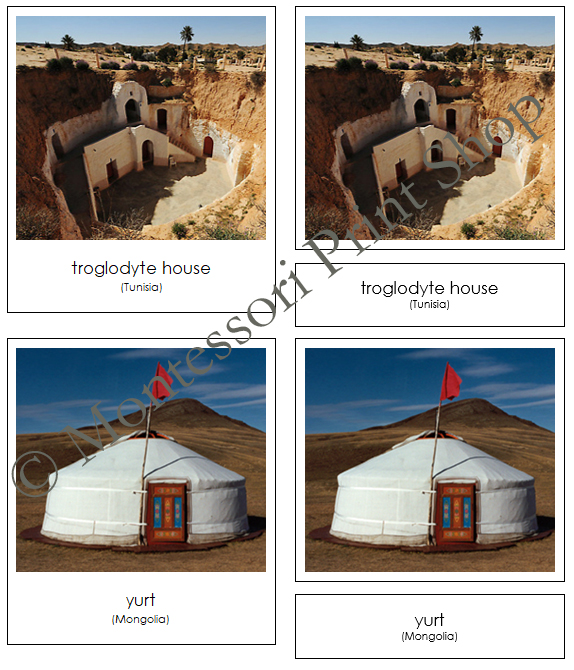 Homes Around the World 3-Part Cards - Montessori Social Studies | Made ...