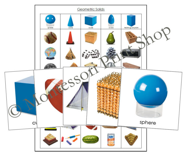 Geometric Solids Sorting Cards & Chart - Primary Montessori Geometry ...
