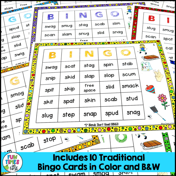 S Blends Short Vowels Bingo Game: No Prep Phonics Games - 1st Grade ...