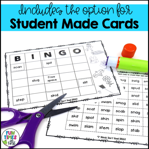 S Blends Short Vowels Bingo Game: No Prep Phonics Games - 1st Grade ...