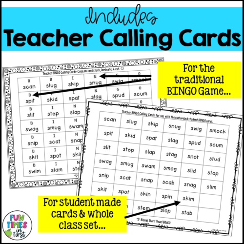 S Blends Short Vowels Bingo Game: No Prep Phonics Games - 1st Grade ...