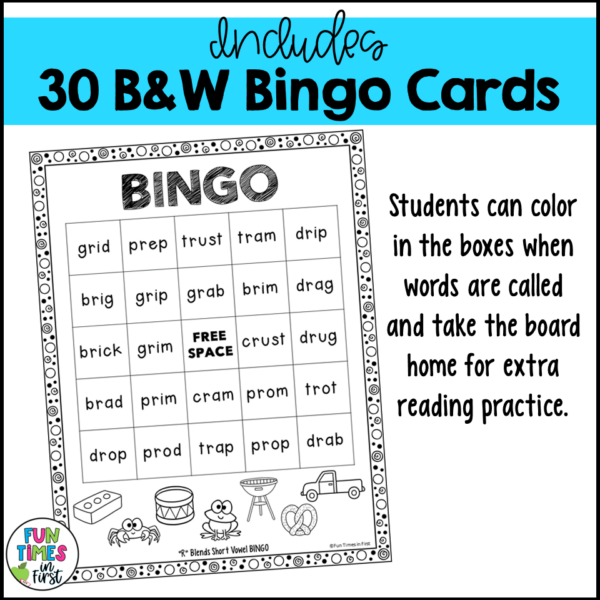 R Blends Short Vowel BINGO Game | No Prep Phonics Games | 1st Grade ...