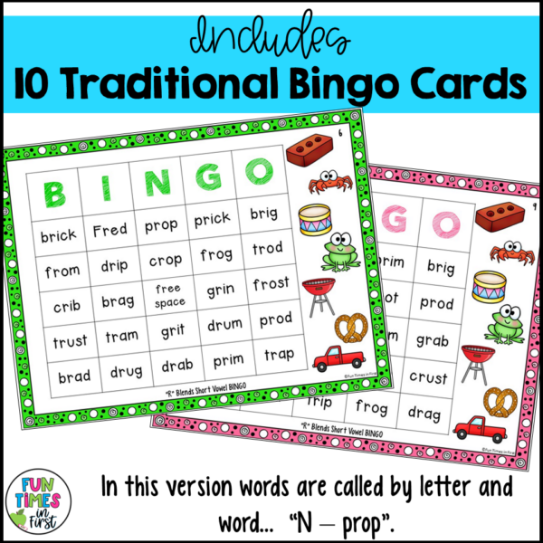 R Blends Short Vowel BINGO Game | No Prep Phonics Games | 1st Grade ...