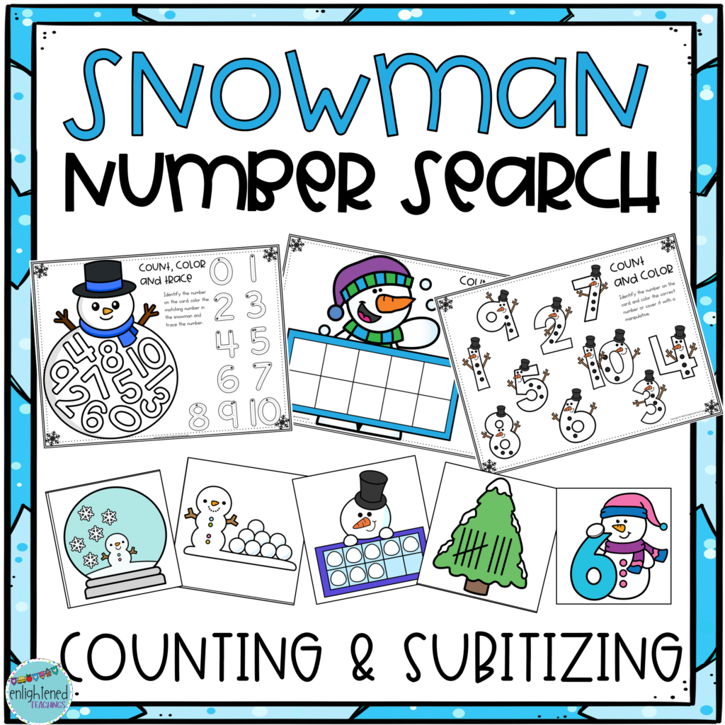 Winter Subitizing Number Mats Snowman Counting Winter Number Sense ...