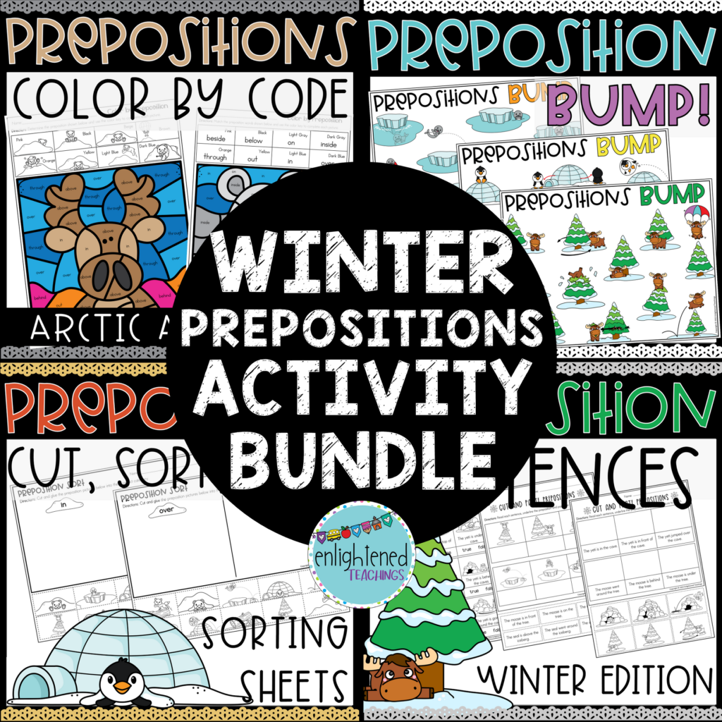 Winter Preposition Worksheets and Activities BUNDLE Winter Spatial ...