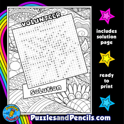 Volunteer Word Search Puzzle with Coloring | Volunteering Wordsearch ...