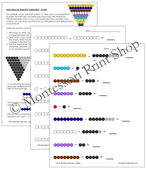 Subtraction with Montessori Bead Bars - Static Subtraction | Made By ...