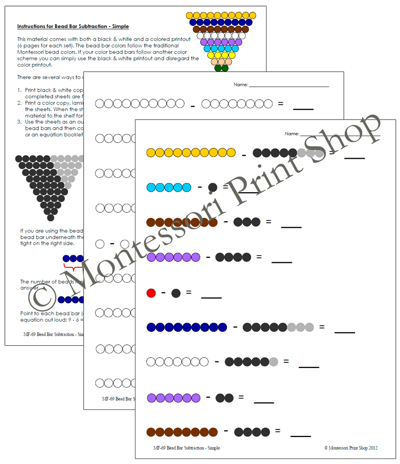Subtraction with Montessori Bead Bars - Static Subtraction | Made By ...