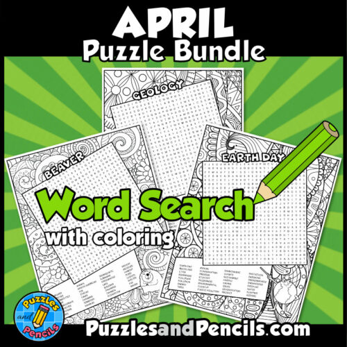 April Word Search Puzzle Activity Page BUNDLE | 15 Wordsearch Puzzles ...