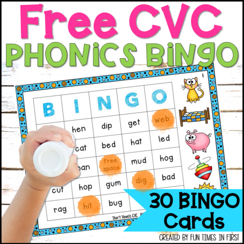 CVC Bingo | No Prep Phonics Games | CVC Words | FREE | Made By Teachers