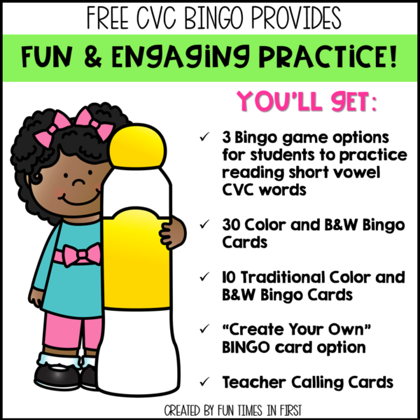 CVC Bingo | No Prep Phonics Games | CVC Words | FREE | Made By Teachers