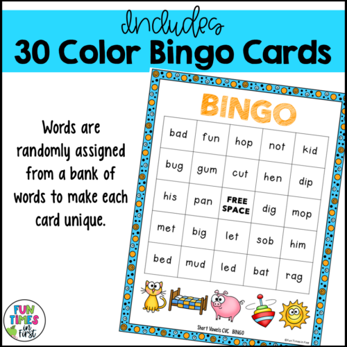 CVC Bingo | No Prep Phonics Games | CVC Words | FREE | Made By Teachers