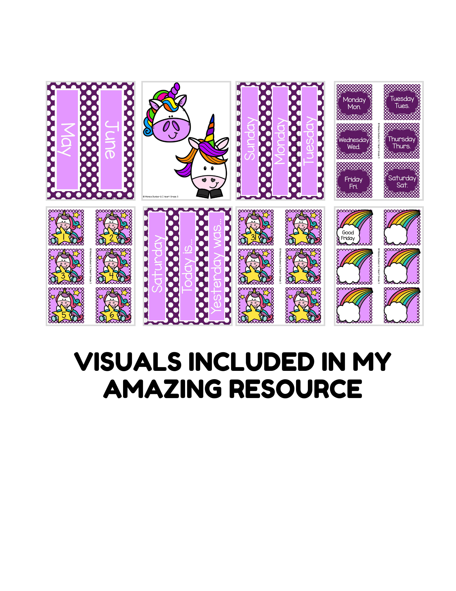 Calendar Glam: Unicorn Theme | Made By Teachers