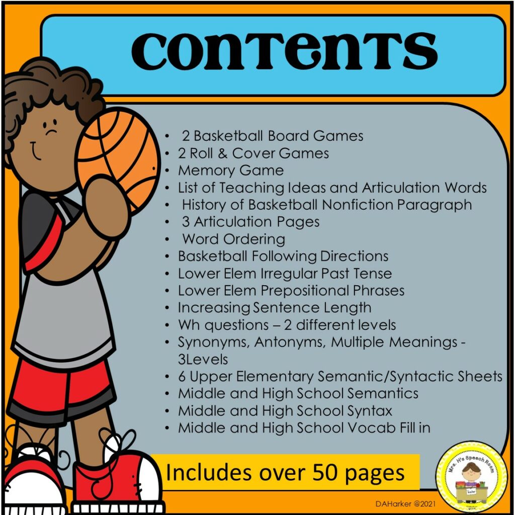 March Basketball Speech Therapy Printable Pack | Made By Teachers