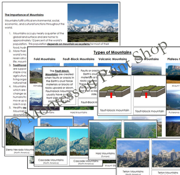 Types of Mountains Information, 3-Part Cards & Control Chart | Made By ...